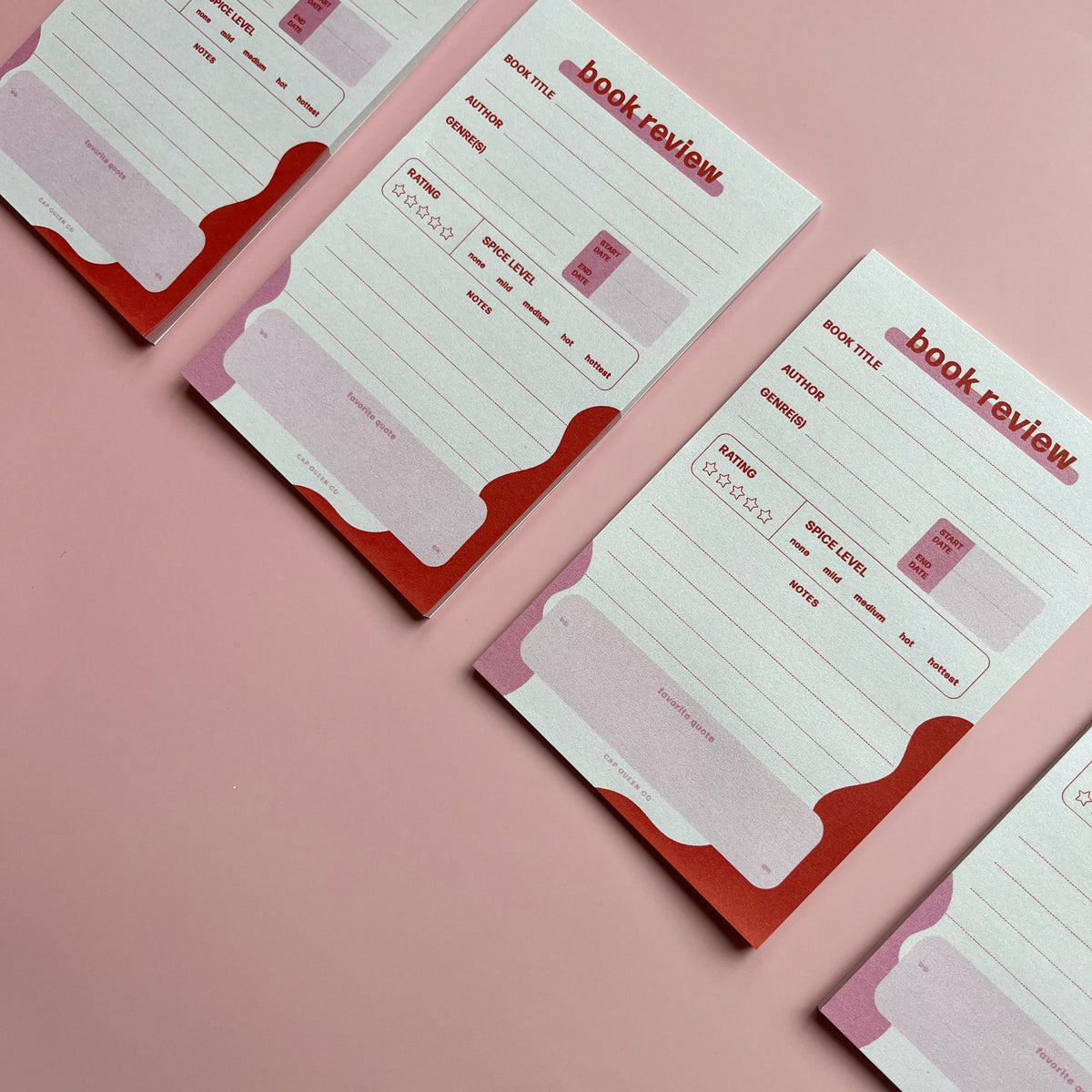 Book Review Sticky Note Pad — Pink + Red – Cap Queen Co